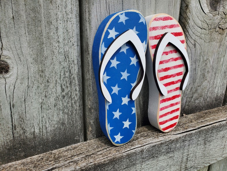 Flip Flops American Flip Flop USA Decor 4th of July Wood - Etsy