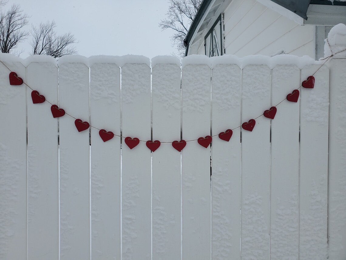 Heart Garland Wood Heart Banner Rustic Valentine's Day | Etsy
