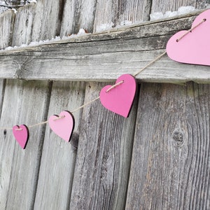 Heart Garland, Wood Heart Banner, Rustic Valentine's Day Decoration ...