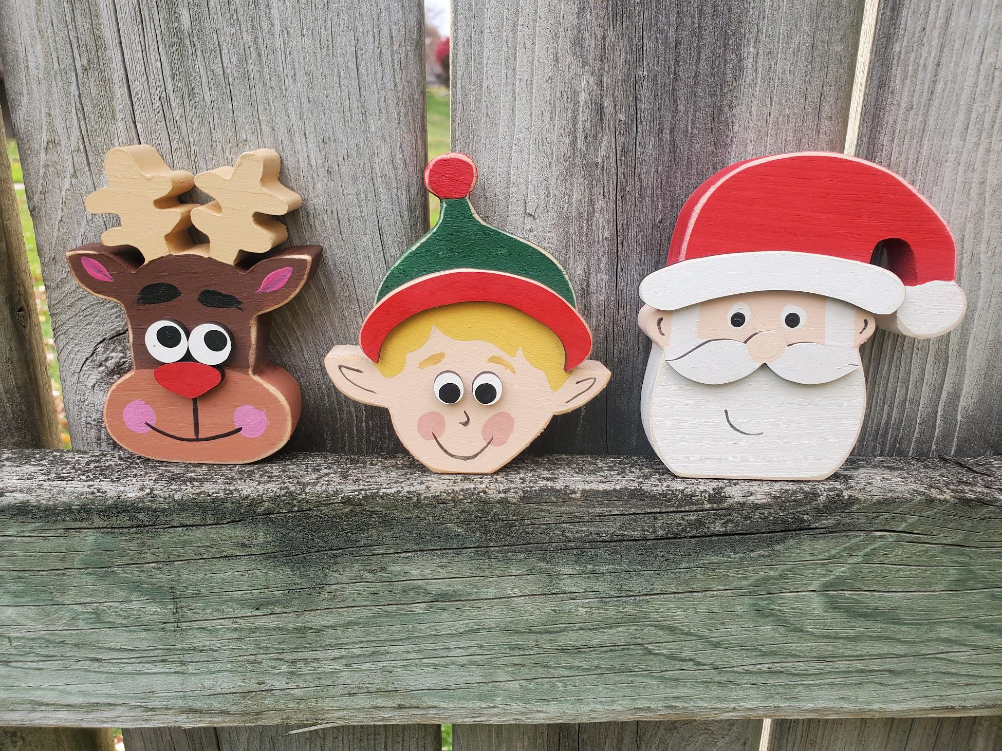 Christmas Shelf Sitters, Rustic Santa Decor, Cute Elf Decor, Reindeer ...