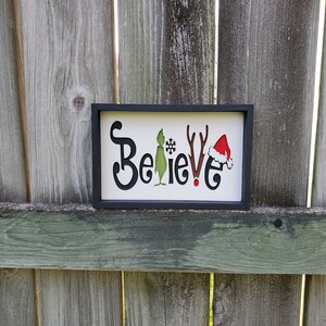 Believe Christmas Sign, Grinch Décor, Holiday Sign, Christmas Wood Sign ...
