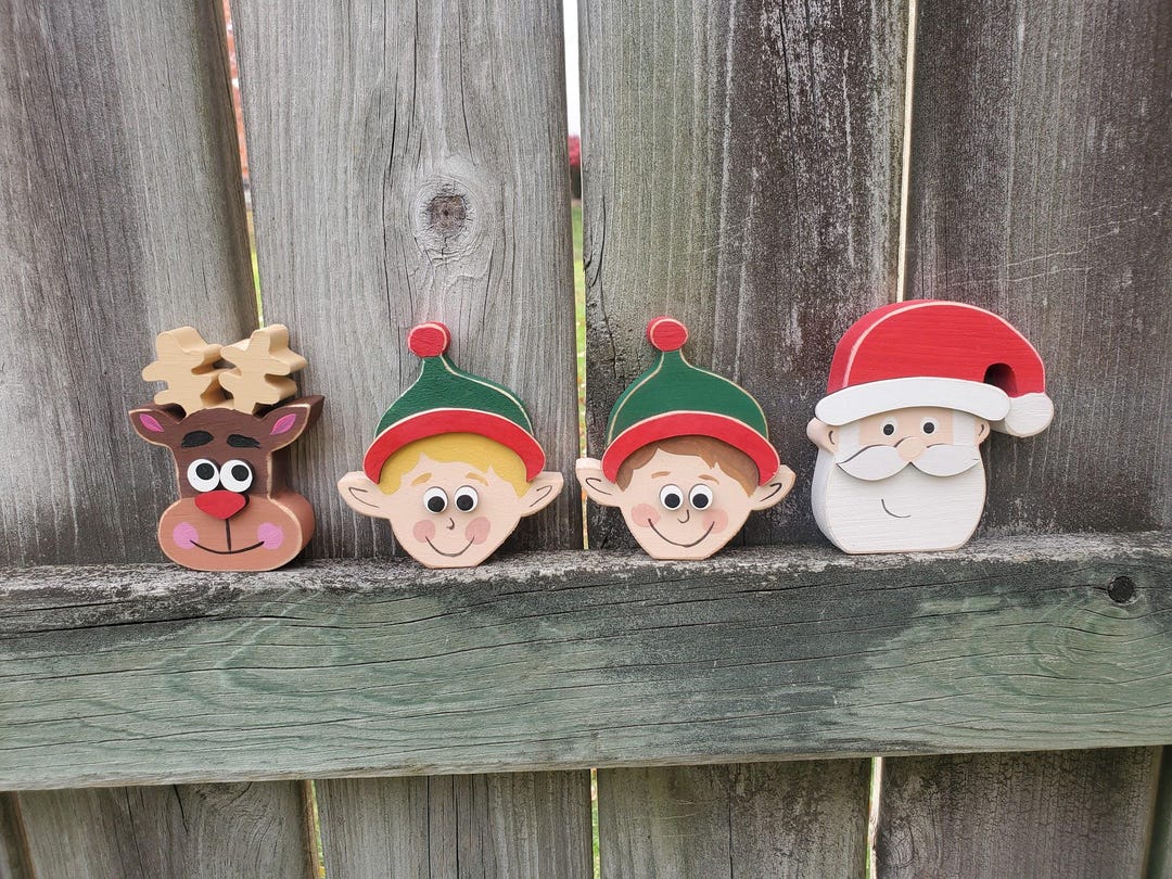 Christmas Shelf Sitters, Rustic Santa Decor, Cute Elf Decor, Reindeer ...