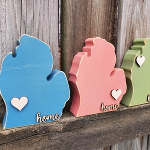 Michigan Decor, Michigan State Shape, Wood Michigan Cut Out, Chunky ...