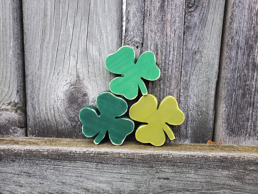 Mini Shamrocks, Set of 3 Mini Shamrocks, Mini Wood Shamrocks, St ...