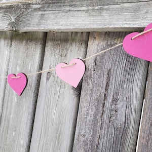Heart Garland, Wood Heart Banner, Rustic Valentine's Day Decoration ...
