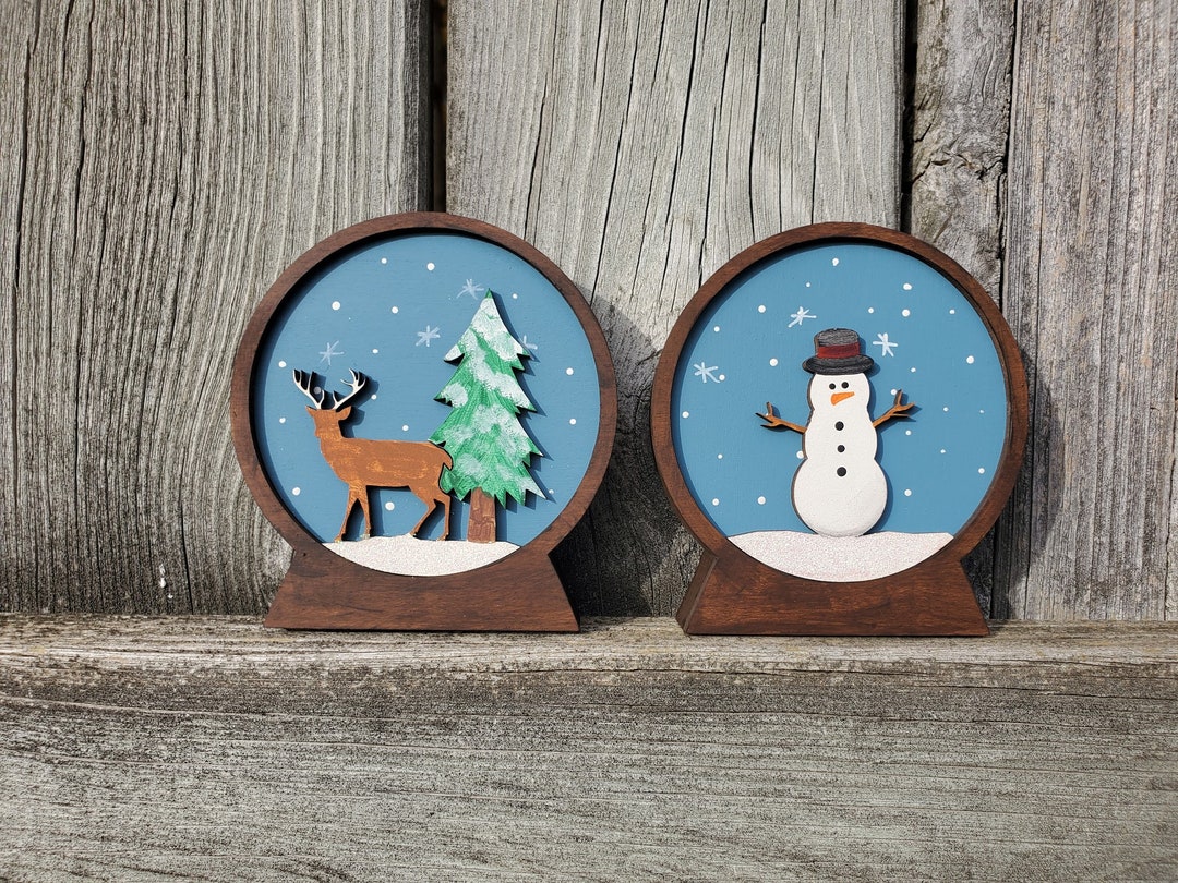 Winter Snow Globe, Winter Wonderland Snow Globe, Wood Standing Snow ...
