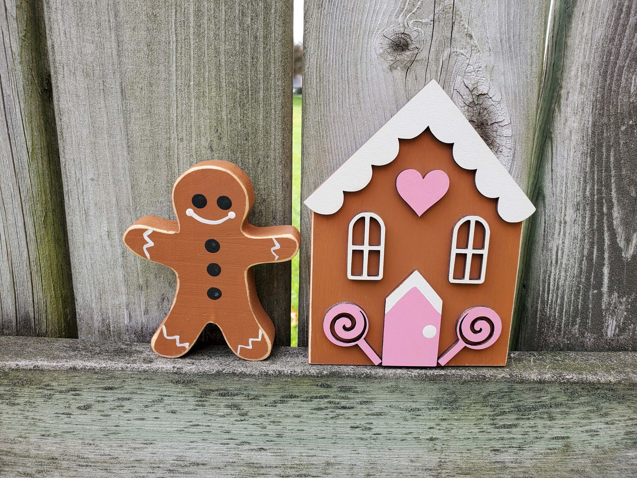 Wooden Gingerbread House, Gingerbread Tiered Tray, Painted Gingerbread ...