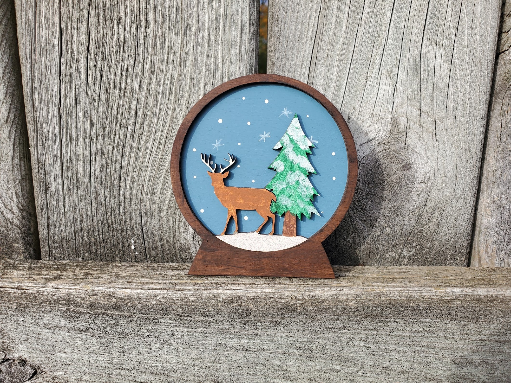 Winter Snow Globe, Winter Wonderland Snow Globe, Wood Standing Snow ...