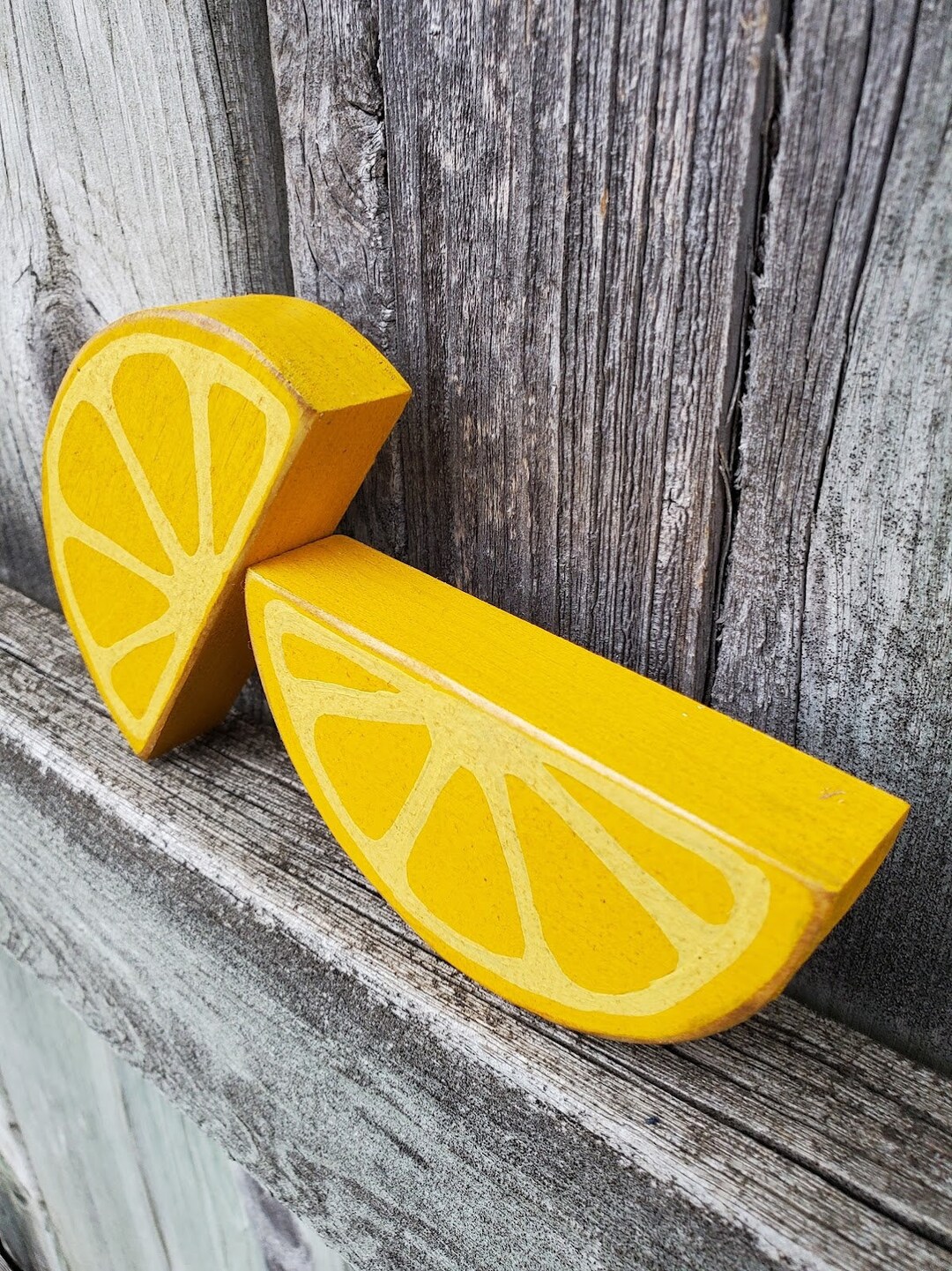 Rustic Lemon Slices, Summer Tiered Tray Decor, Distressed Chunky Lemons ...