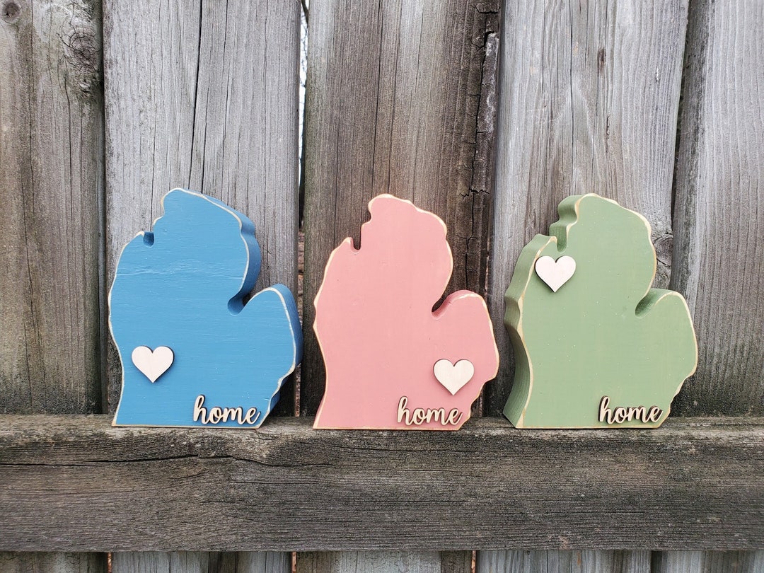 Michigan Decor, Michigan State Shape, Wood Michigan Cut Out, Chunky ...