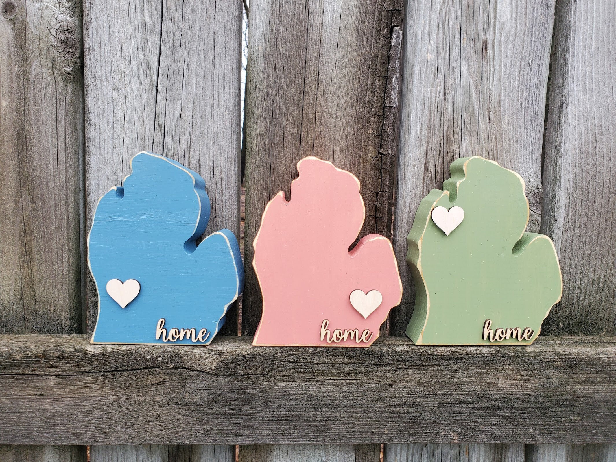 Michigan Decor, Michigan State Shape, Wood Michigan Cut Out, Chunky ...