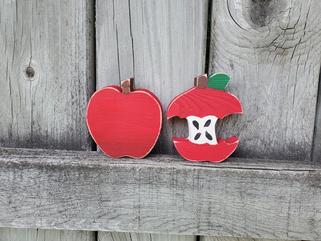 Wood Apple Decor, Fruit Decor, Wooden Fruit, Rustic Apple Decor, Wood ...
