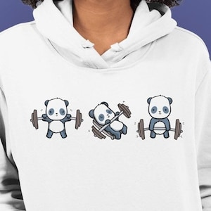 Squat Bench Deadlift Gym Workout Motivation Panda Sweatshirt and Hoodie ...