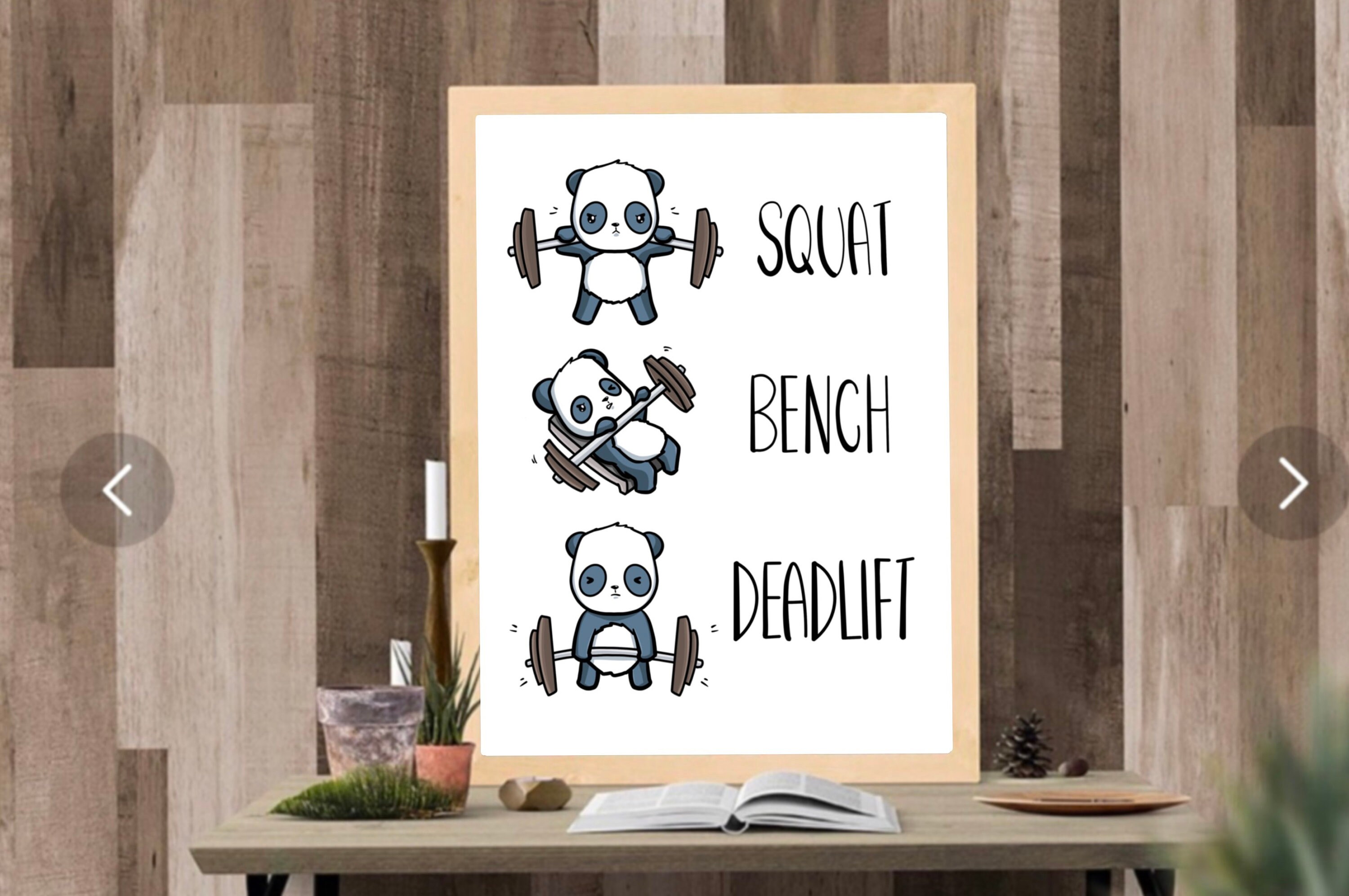 Squat Bench Deadlift Gym Motivation Panda Wall Art Fitness - Etsy