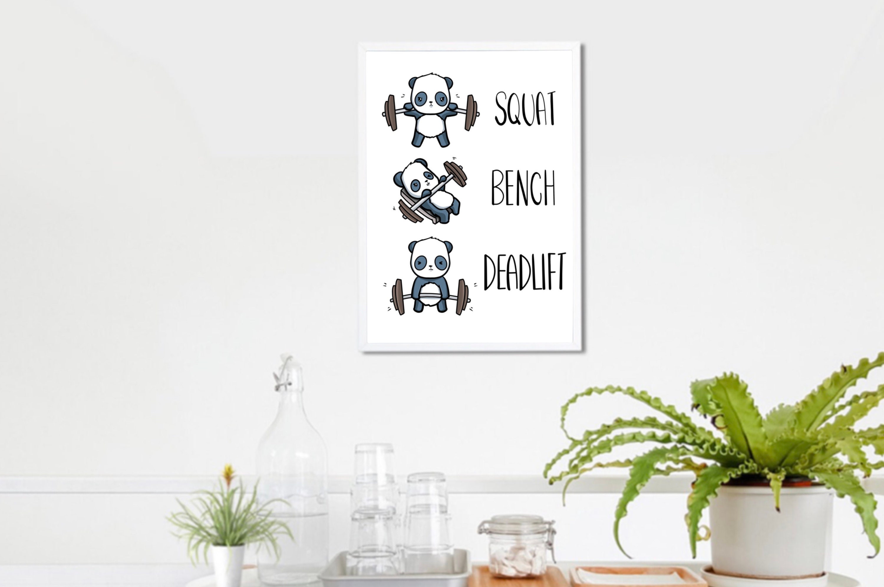 Squat Bench Deadlift Gym Motivation Panda Wall Art Fitness - Etsy