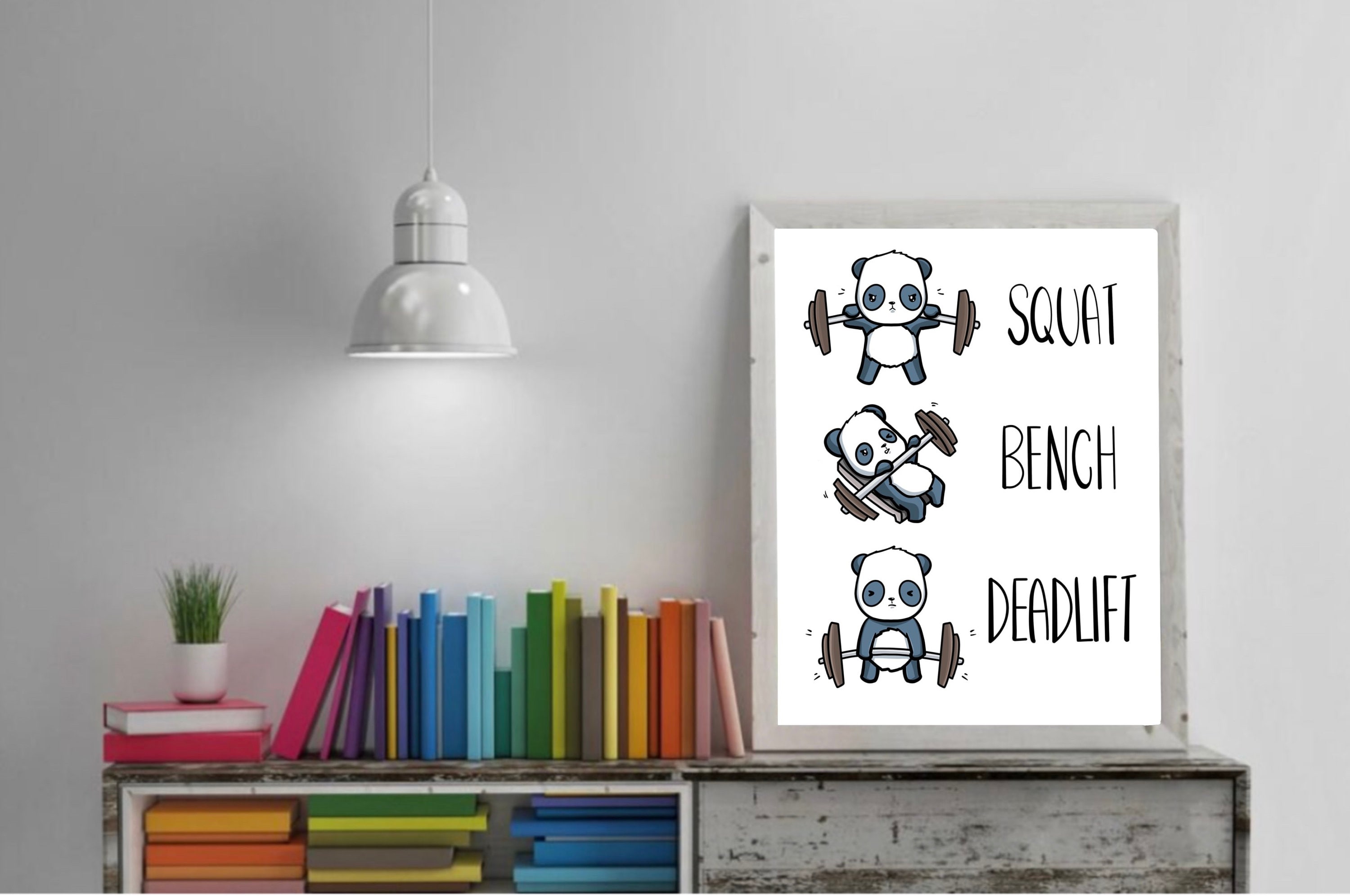 Squat Bench Deadlift Gym Motivation Panda Wall Art Fitness - Etsy