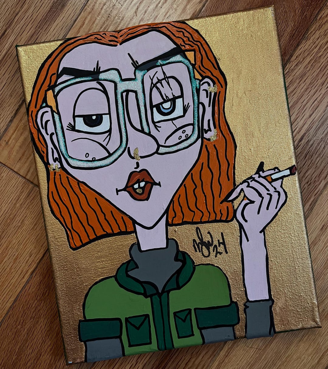 Original Artwork Cat Scratch Portrait 8 X 10 Acrylic Painting Collage ...