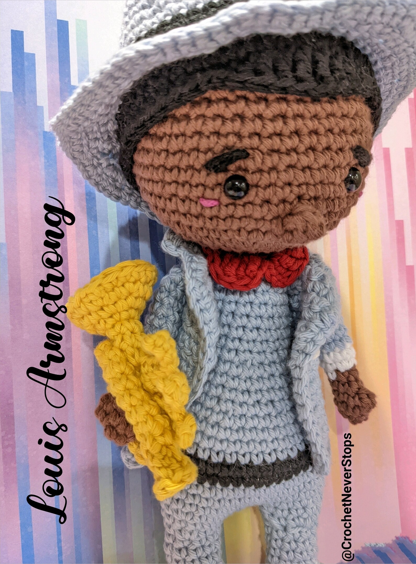 Louis Armstrong, Jazz Musician With Trumpet Crochet Doll Pattern - Etsy