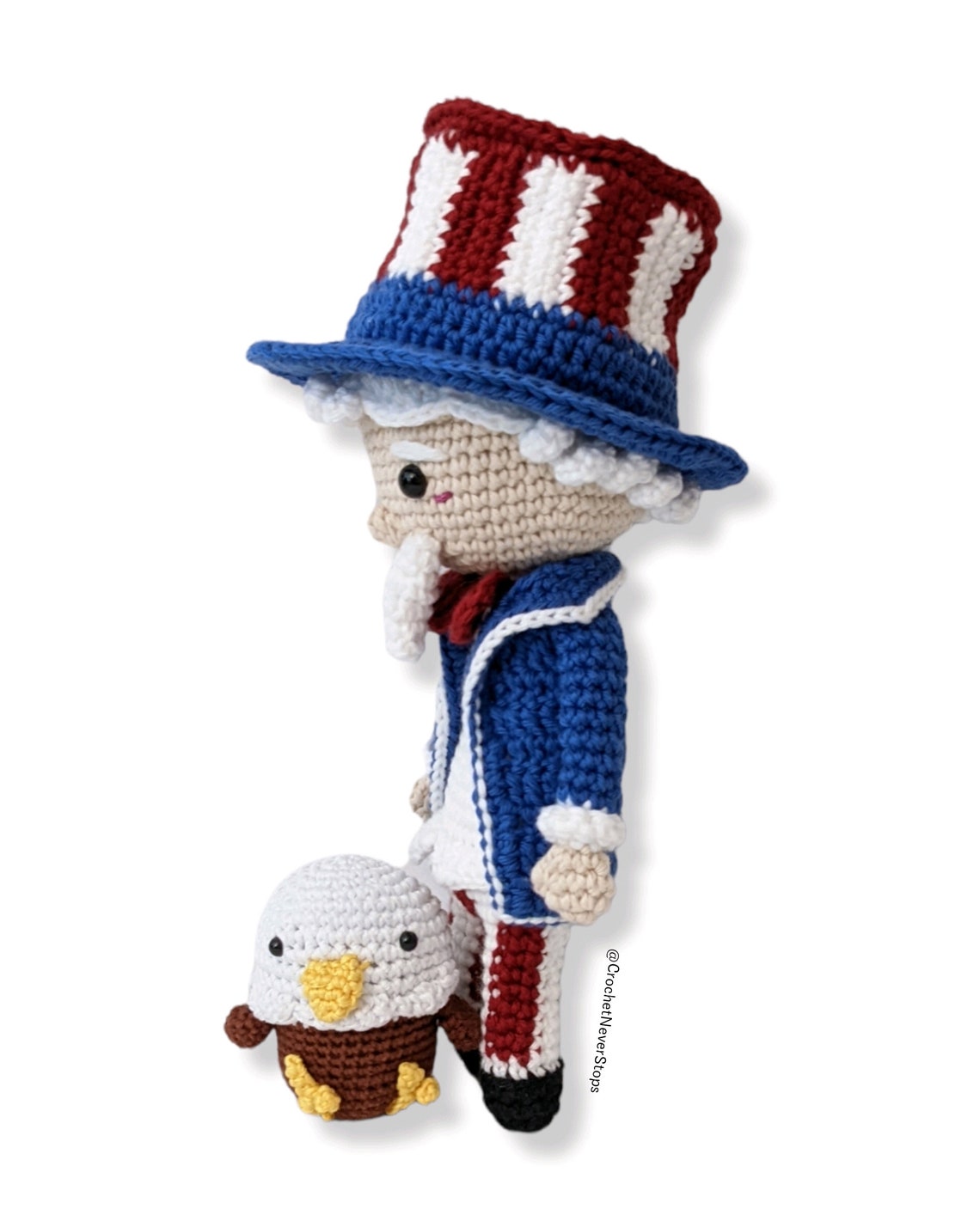 Uncle Sam and the Bald Eagle American Patriotic Crochet Doll - Etsy