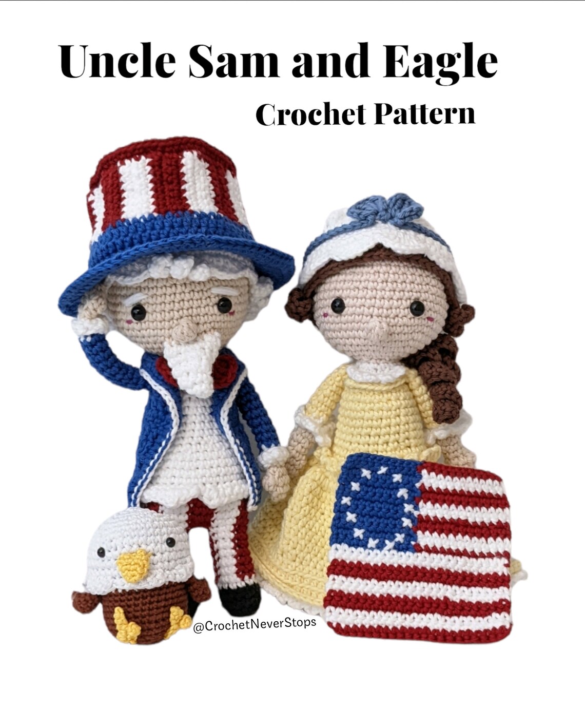 Uncle Sam and the Bald Eagle American Patriotic Crochet Doll - Etsy