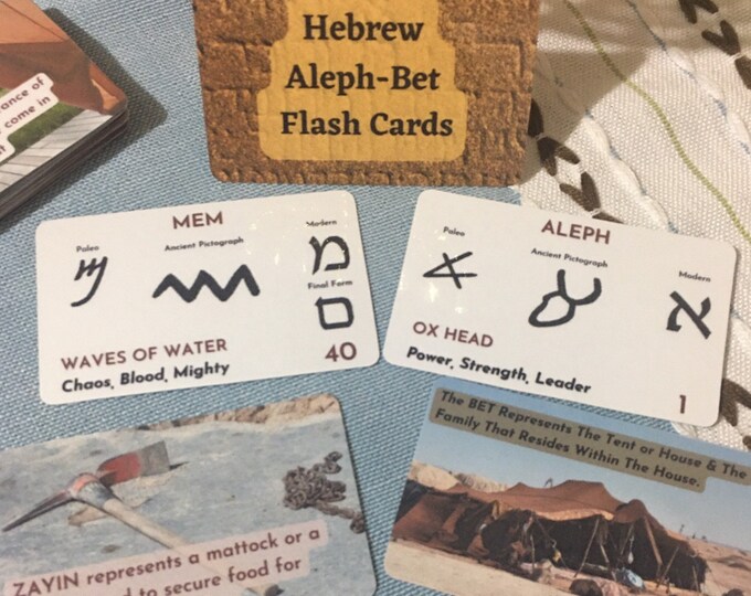 Hebrew Aleph Bet Flash Cards With Ancient Pictograph, Paleo & Modern ...