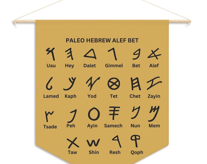 Paleo Hebrew Aleph Bet Chart on Pennant | Hanging Wall Sign | Hebrew ...