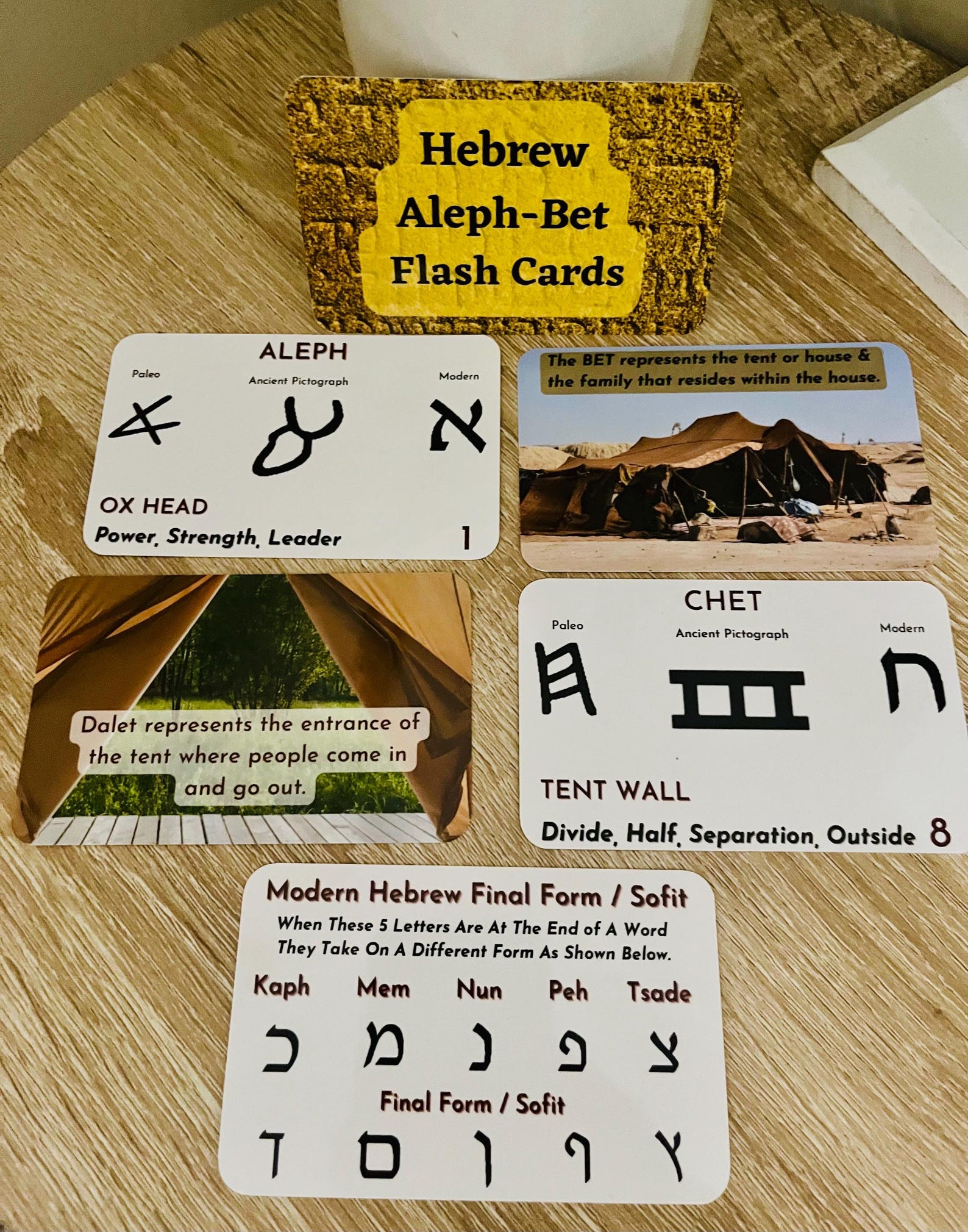 Hebrew Aleph Bet Flash Cards With Ancient Pictograph, Paleo & Modern ...