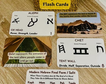Hebrew Aleph Bet Flash Cards With Ancient Pictograph, Paleo & Modern ...