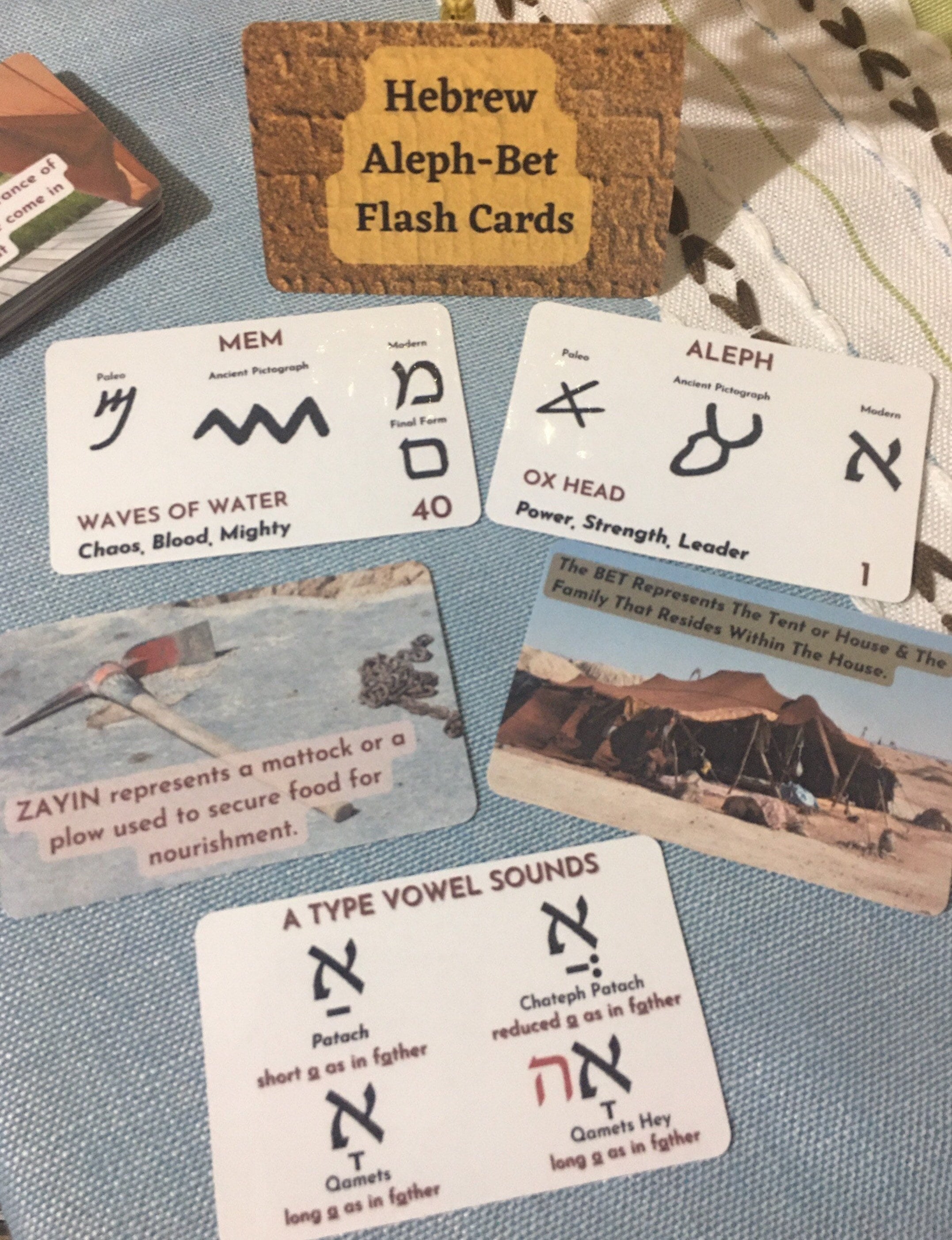 Hebrew Aleph Bet Flash Cards With Ancient Pictograph, Paleo & Modern ...