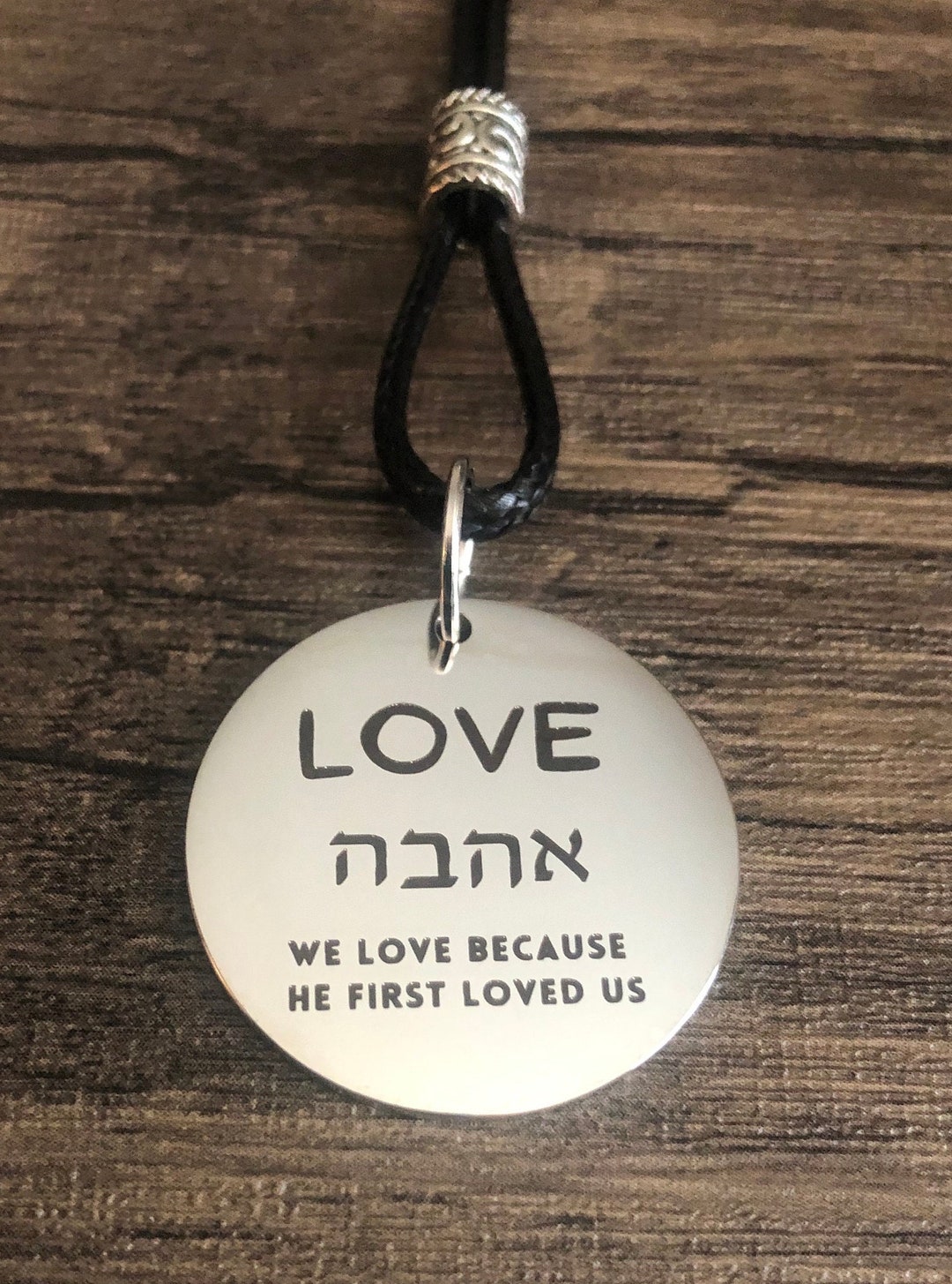 Love Hebrew Ahavah / Ahabah Pendant Necklace, Silver Stainless Steel ...