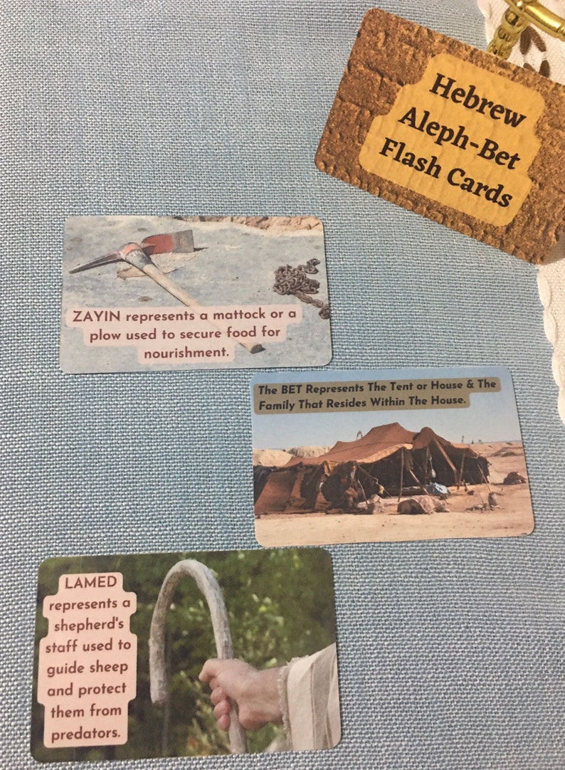 Hebrew Aleph Bet Flash Cards With Ancient Pictograph, Paleo & Modern ...