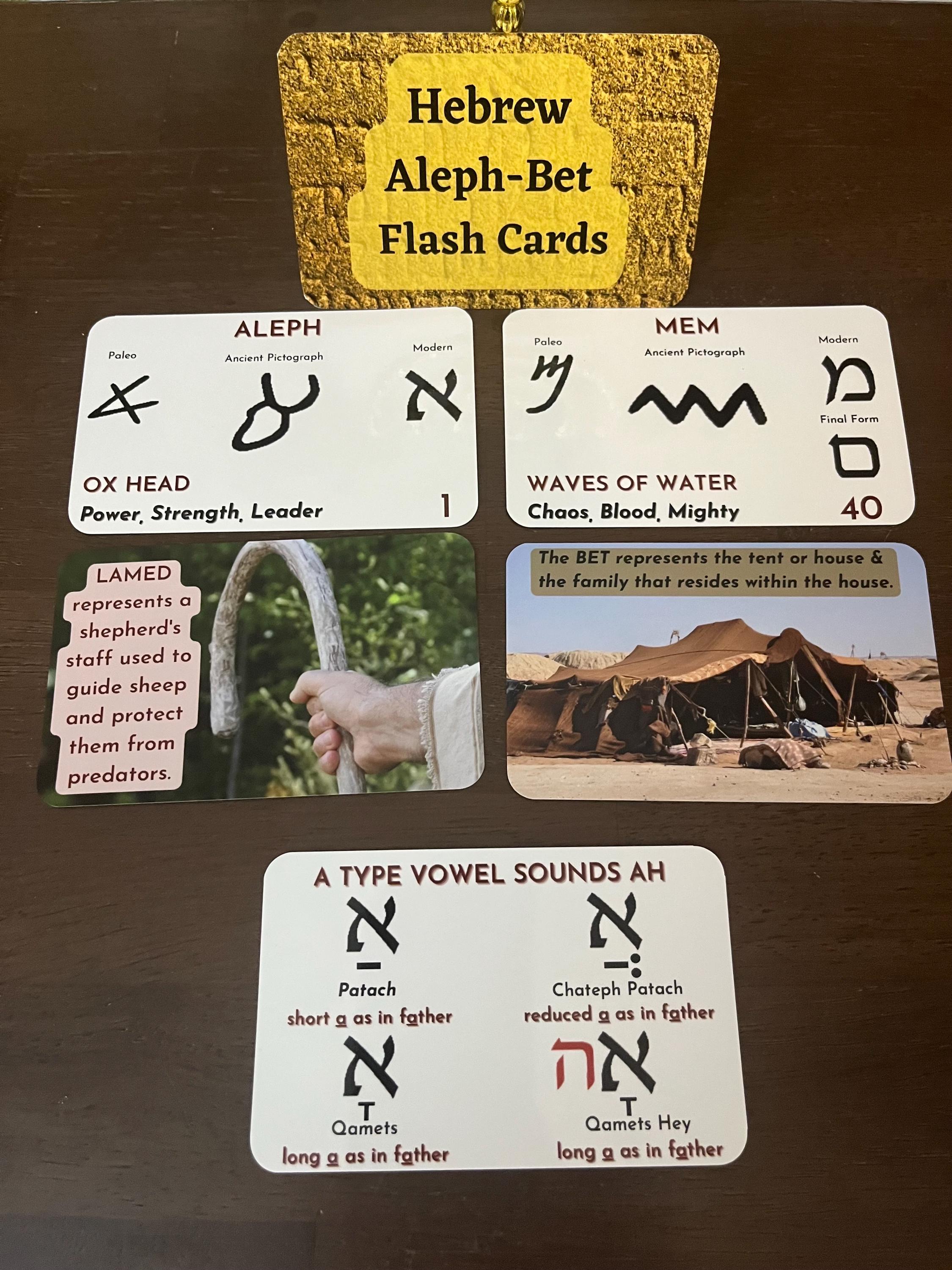Hebrew Aleph Bet Flash Cards With Ancient Pictograph, Paleo & Modern ...