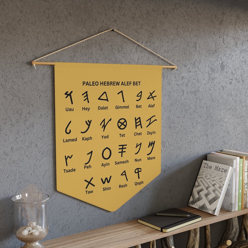 Paleo Hebrew Aleph Bet Chart on Pennant | Hanging Wall Sign | Hebrew ...