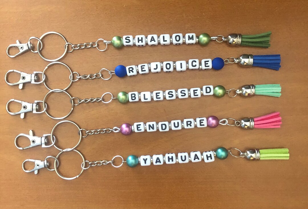 Keychains, Shalom, Blessed, Yahuah, Endure, Rejoice Hebrew Set-apart ...