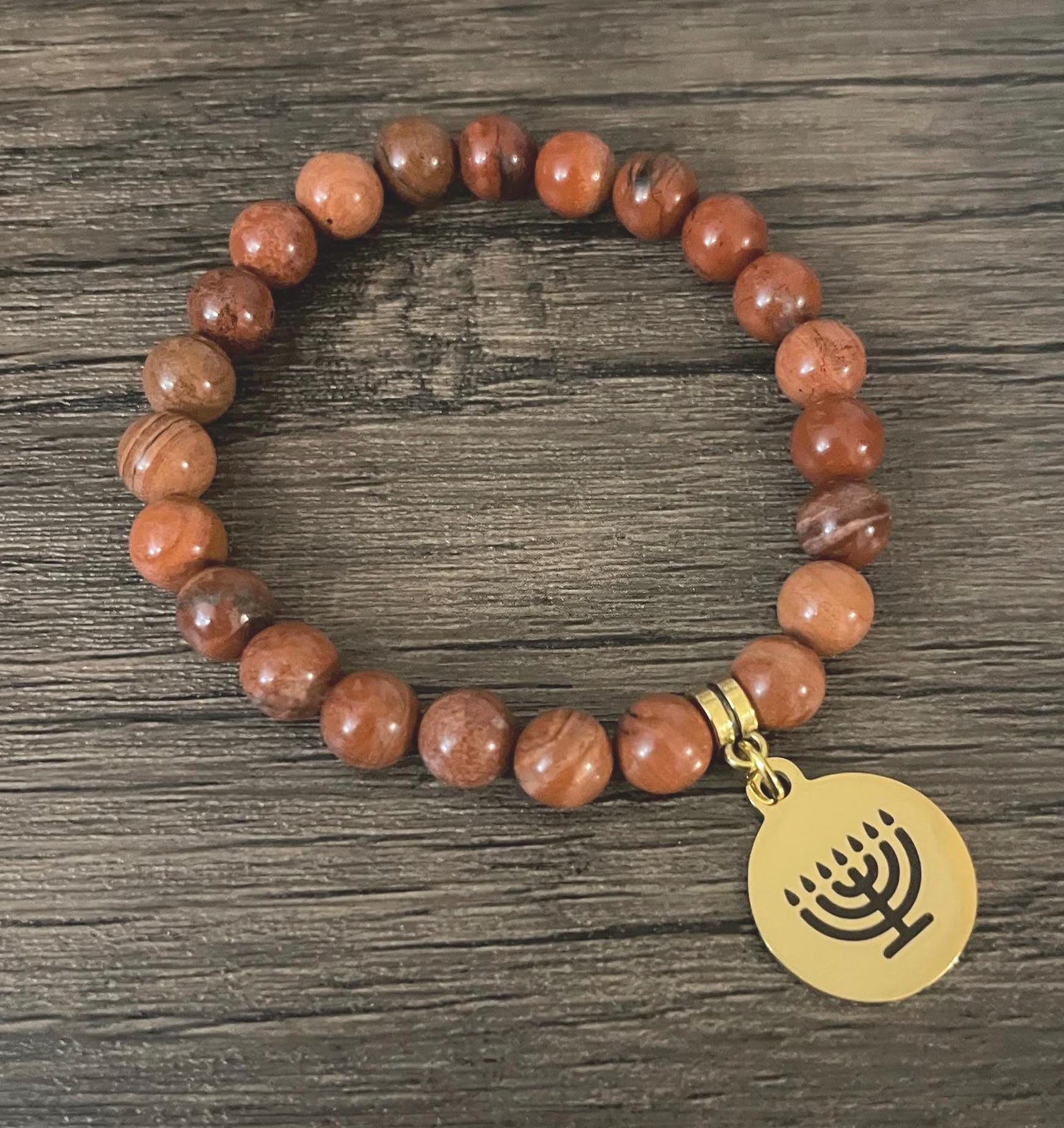 Hebrew Bracelets YHWH or Menorah | Stone Beads | Hebrew Hanukkah Gift ...