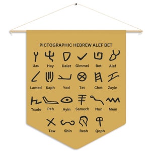 Ancient Pictographic Hebrew Aleph Bet Chart on Pennant | Hanging Wall ...