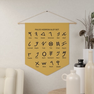 Paleo Hebrew Aleph Bet Chart on Pennant | Hanging Wall Sign | Hebrew ...