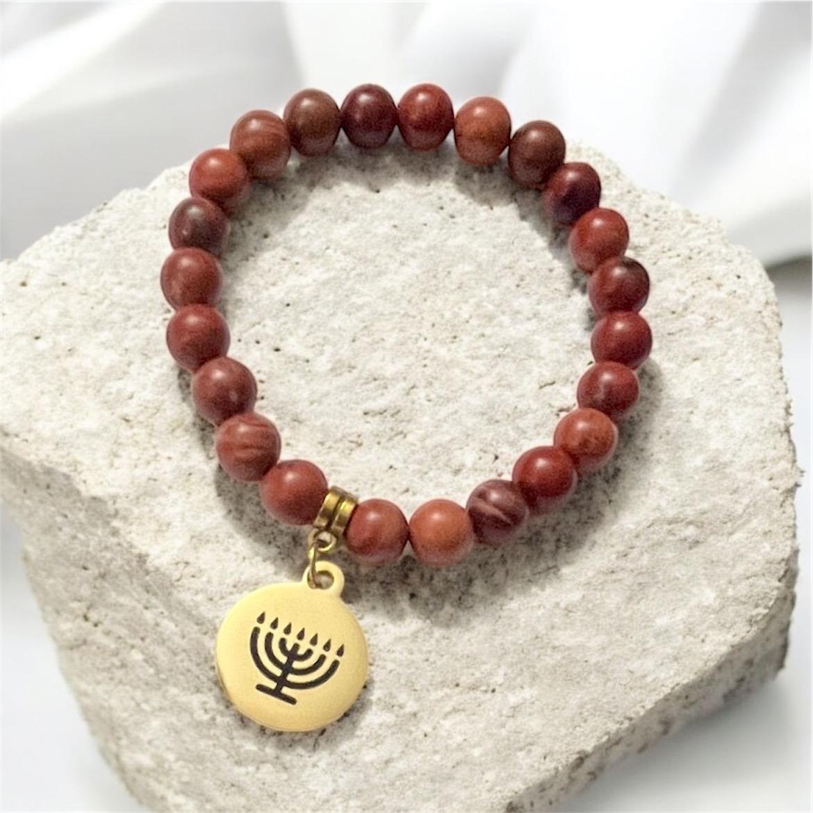 Hebrew Bracelets YHWH or Menorah | Stone Beads | Hebrew Hanukkah Gift ...