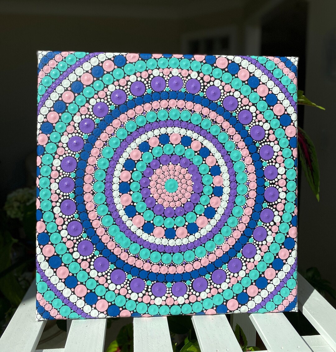 10x10 Pastel Calming Mandala Original Dot Painting - Etsy