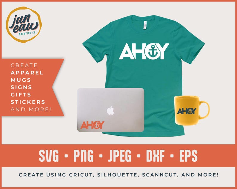 Ahoy SVG – Nautical Cut File for Cricut, Glowforge, Sublimation, Baby ...