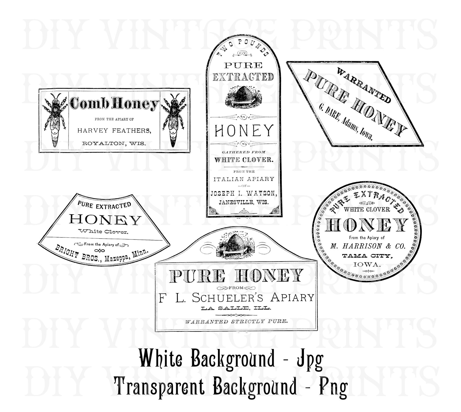 Antique Honey Labels: Victorian Ephemera Clipart (printable) - Etsy