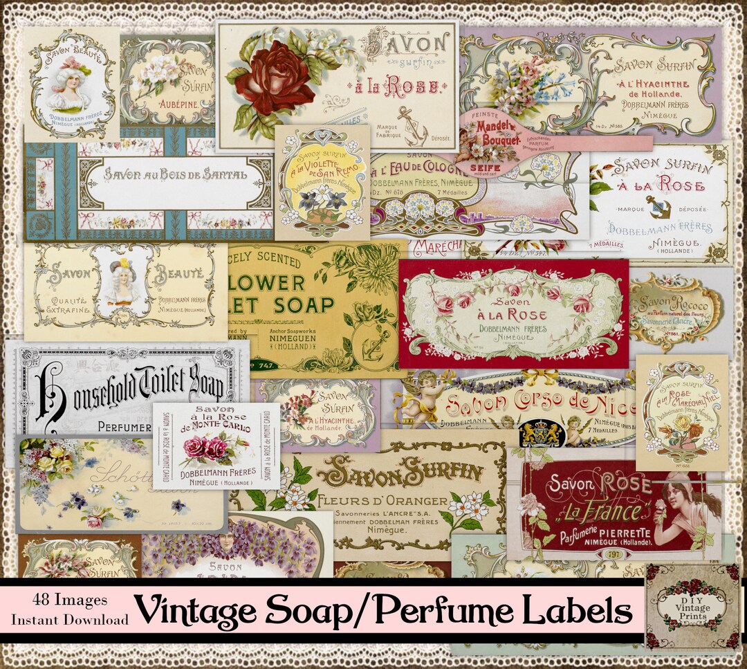 SOAP PERFUME Labels, Victorian Ephemera, Printable Labels, Bath ...