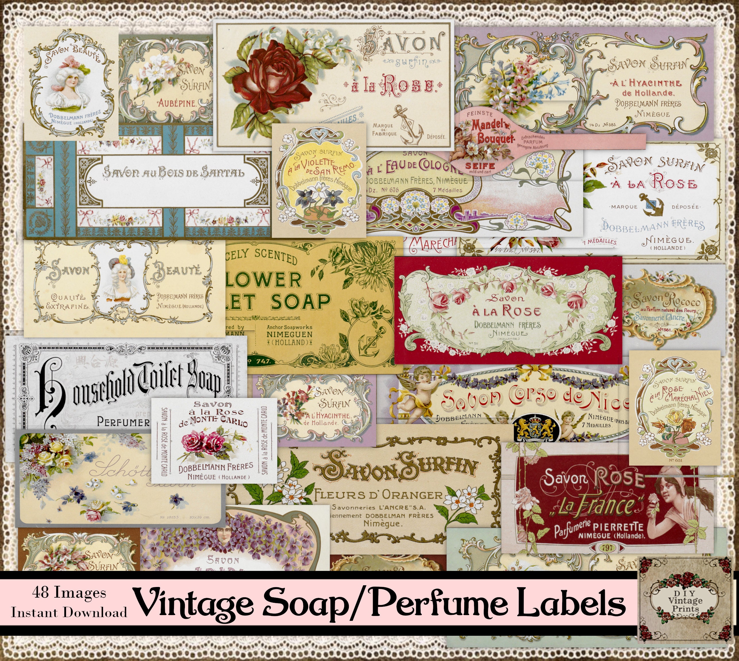 SOAP PERFUME Labels, Victorian Ephemera, Printable Labels, Bath ...