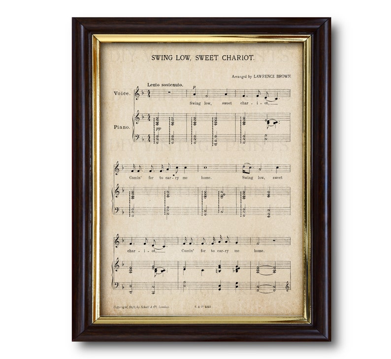 Swing Low Sweet Chariot Sheet Music Art (printable PDF) - Etsy