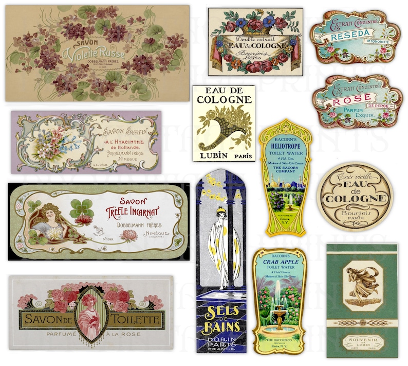 SOAP PERFUME Labels, Victorian Ephemera, Printable Labels, Bath ...