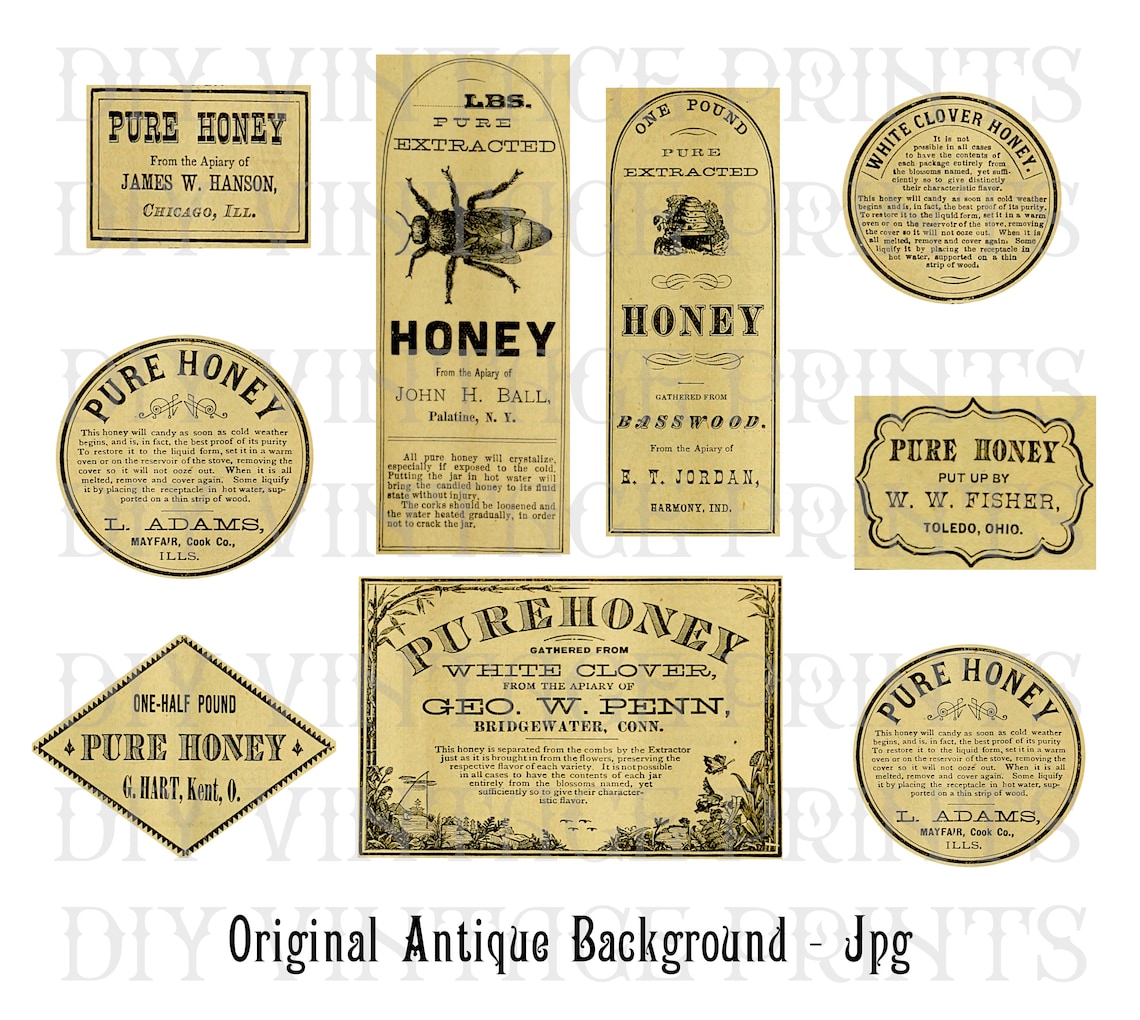 Vintage Honey Labels, Bee Art, Victorian Clipart (digital Download) - Etsy