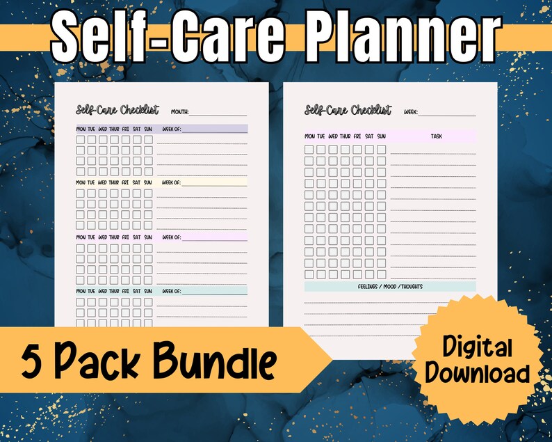 Self Care Checklist, Self-care Planner, Selfcare Journal Tracker ...