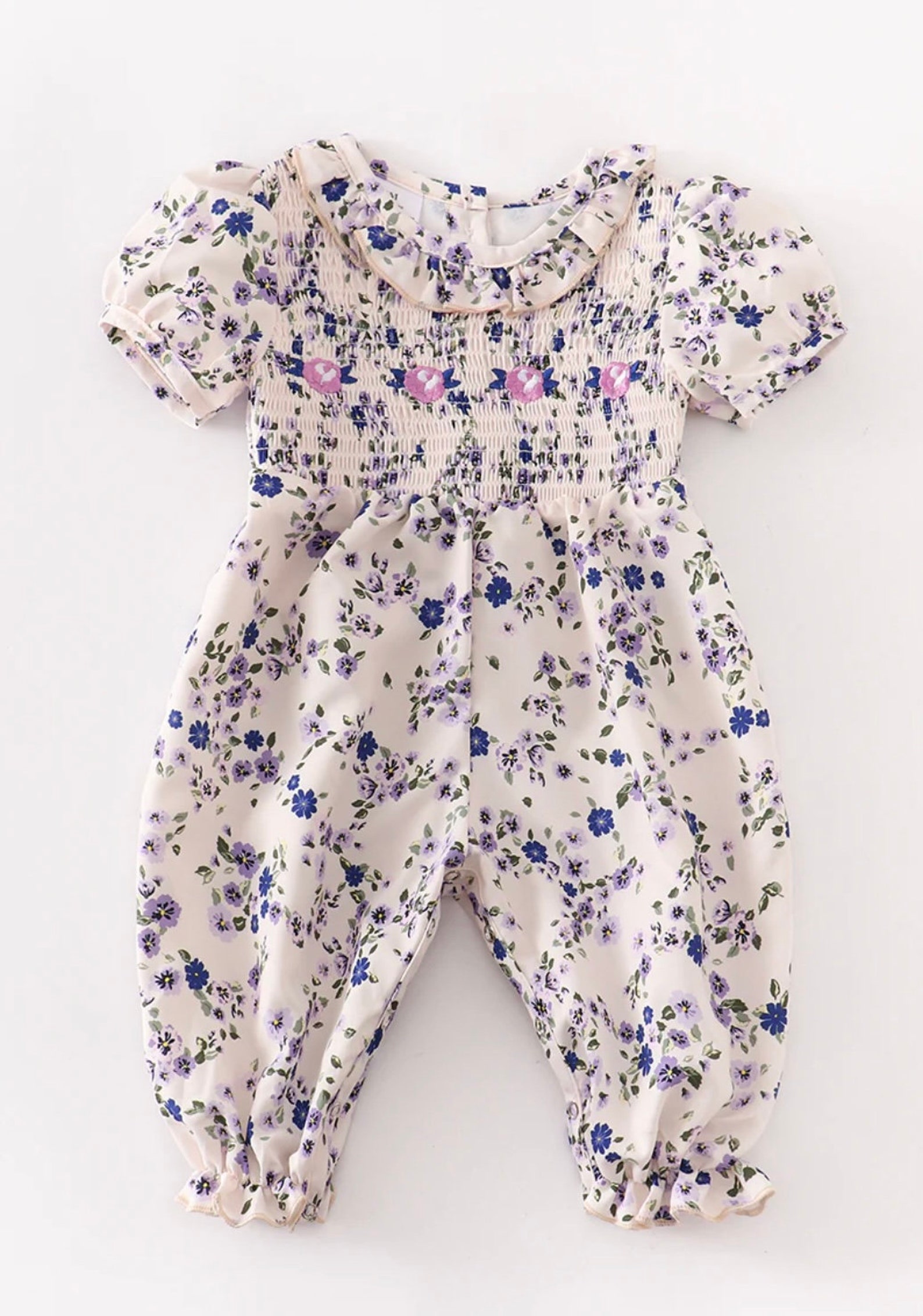 The Smocked Collection: Smocked Floral Ruffled Romper - Etsy