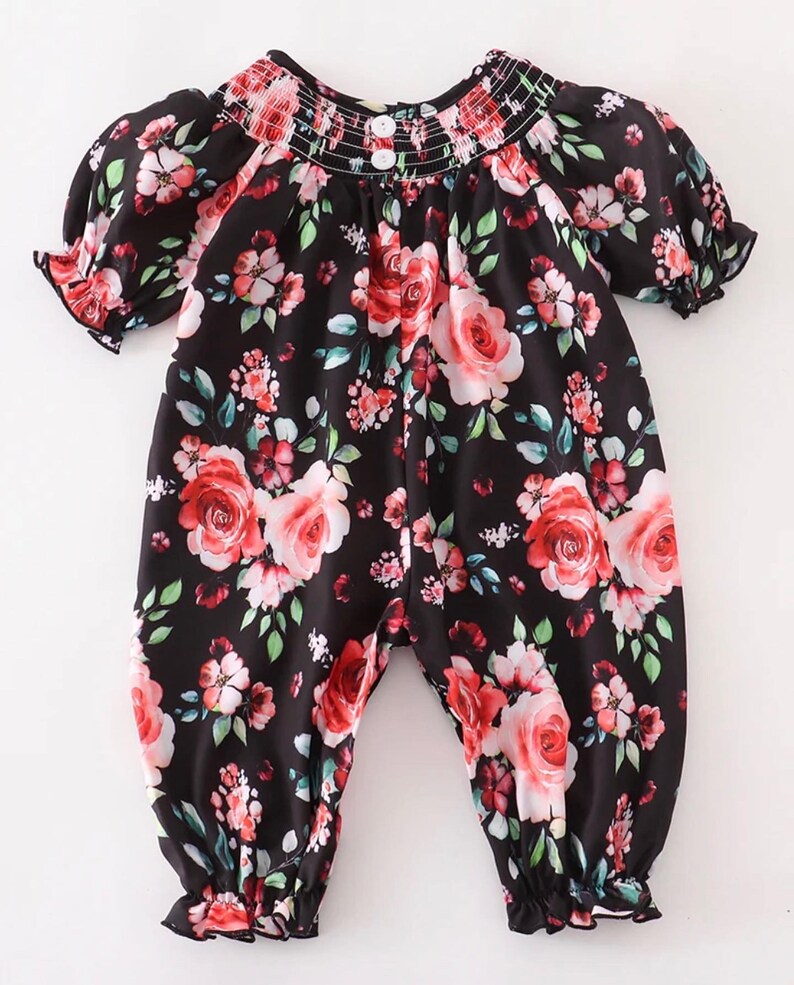 Smocked Collection: Floral Smocked Baby Romper - Etsy
