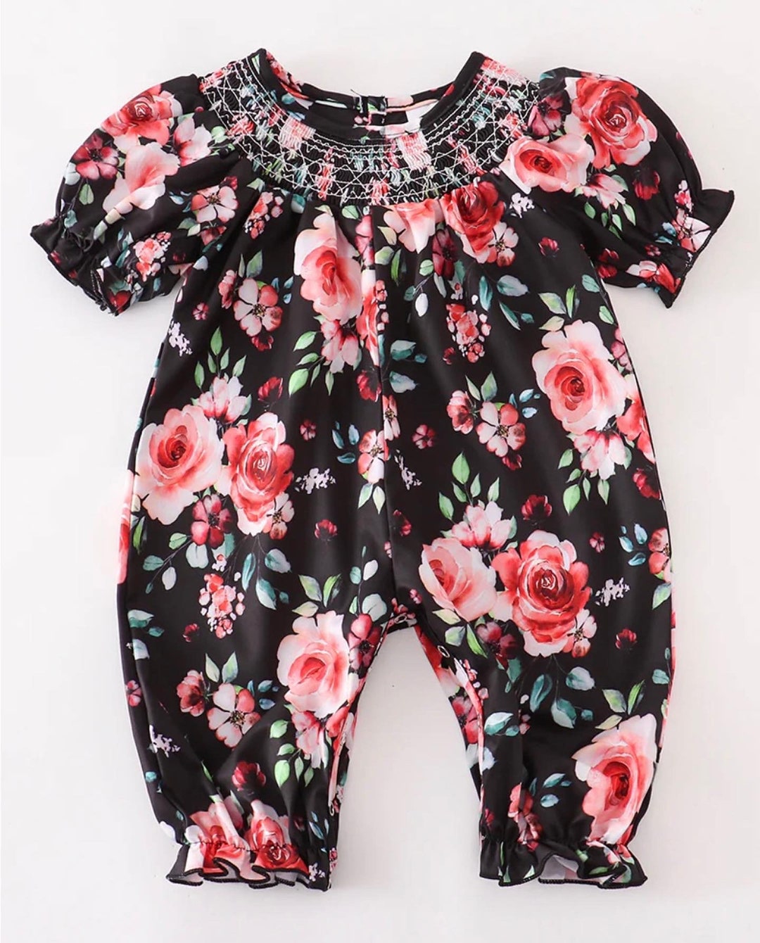 Smocked Collection: Floral Smocked Baby Romper - Etsy